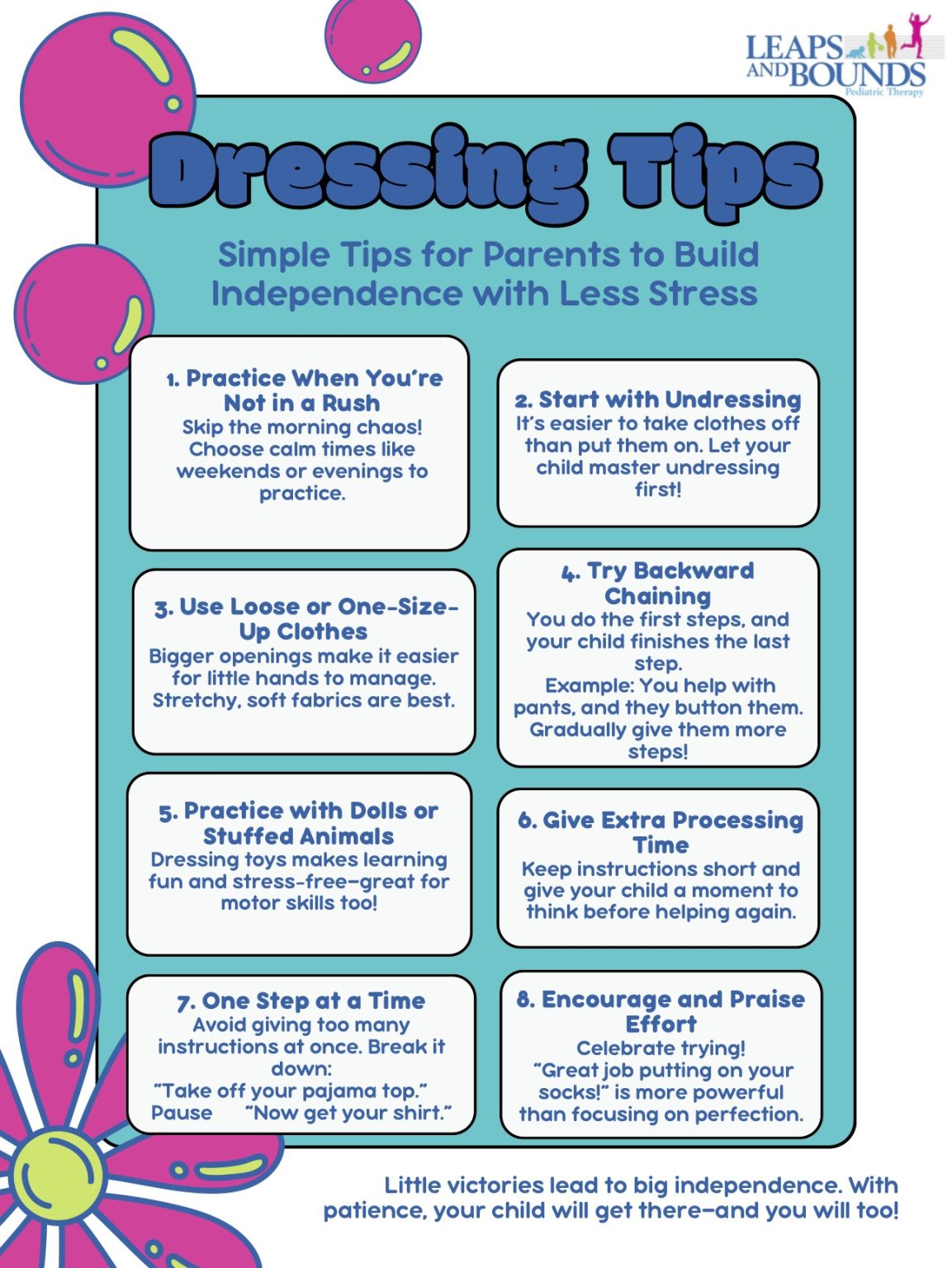 Little victories lead to big independence! - Leaps and Bounds Pediatric ...